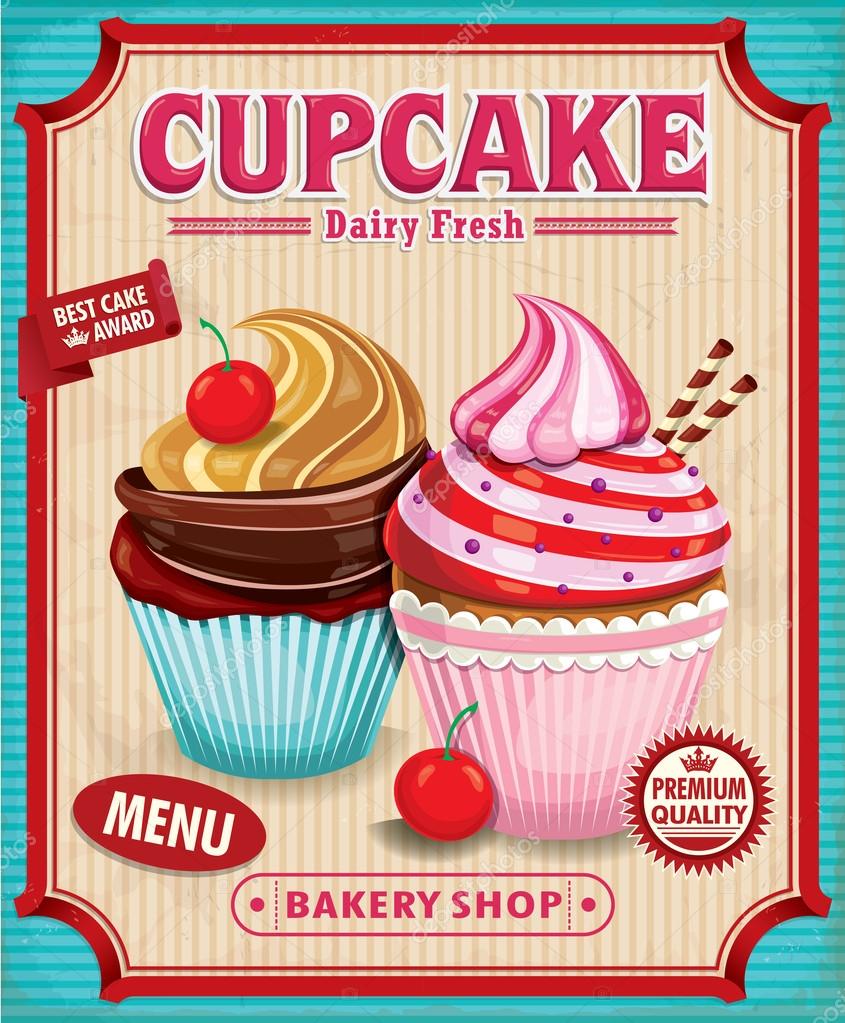 Vintage cupcake poster design — Stock Vector © Donnay #52112275