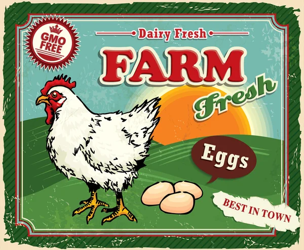 Vintage Farm fresh Chicken poster design — Stock Vector © Donnay #38756015