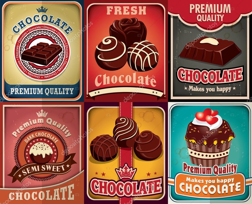 Vintage chocolate poster design set — Stock Vector © Donnay #70542123