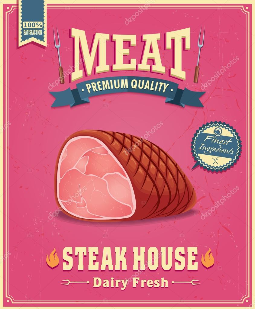 Vintage meat poster design Stock Illustration by ©Donnay #73161287