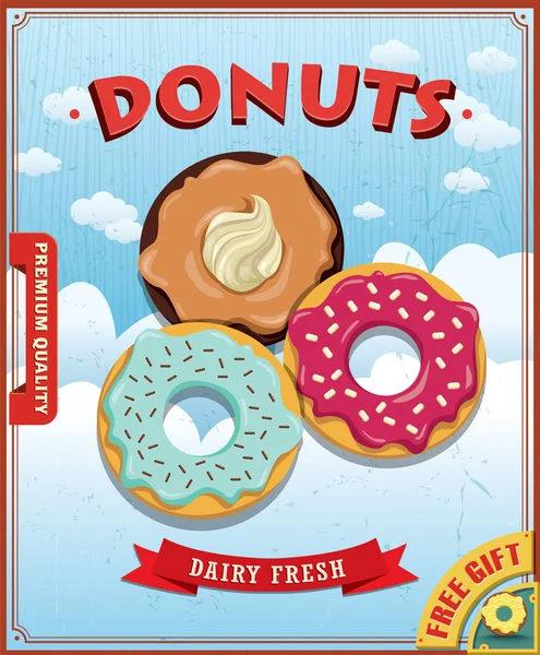 Vintage donuts poster with label — Stock Vector © Donnay #34985919