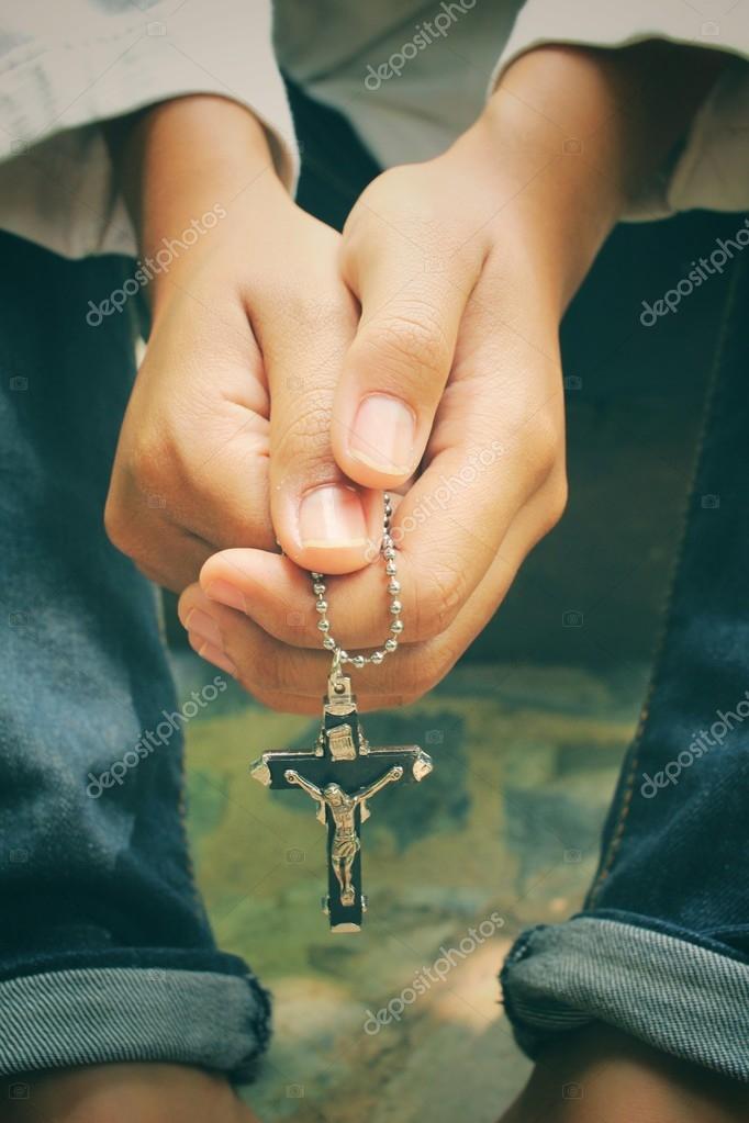 Crosses With Praying Hands Wallpaper
