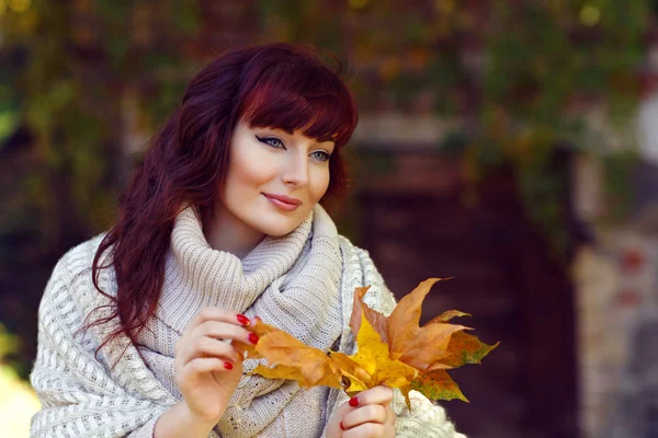 Beautiful girl outdoors with autumn leaves Stock Photo by ©Svetography ...