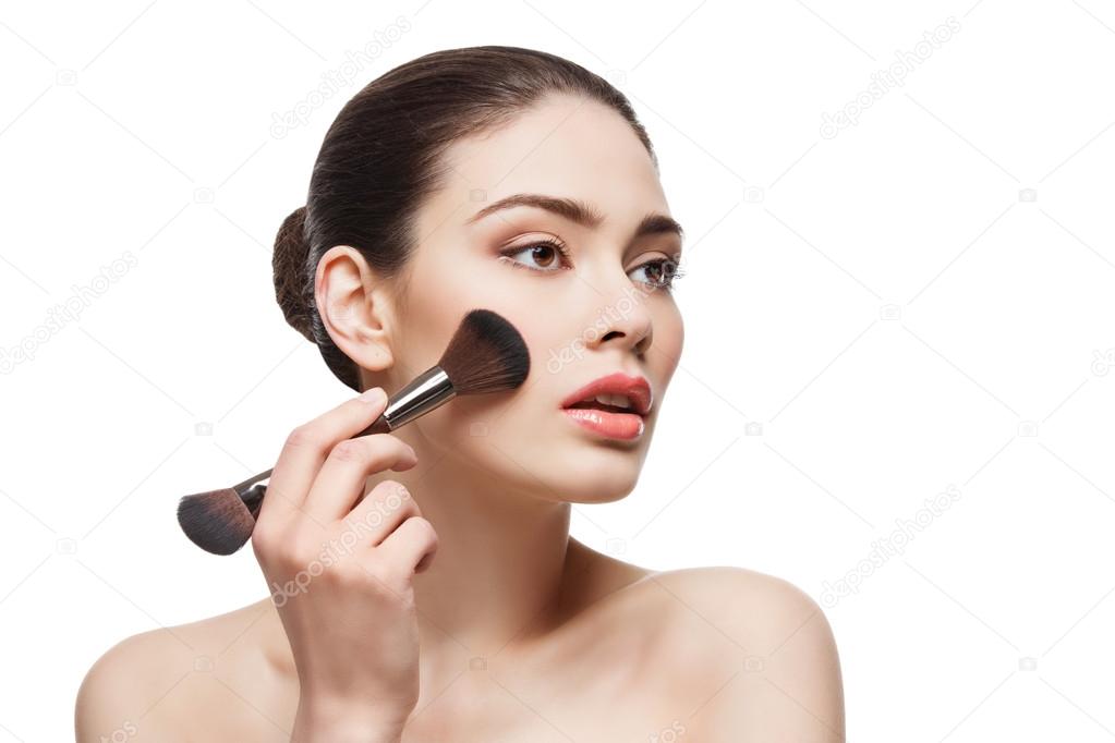 Girl applying blush — Stock Photo © Svetography #90649562