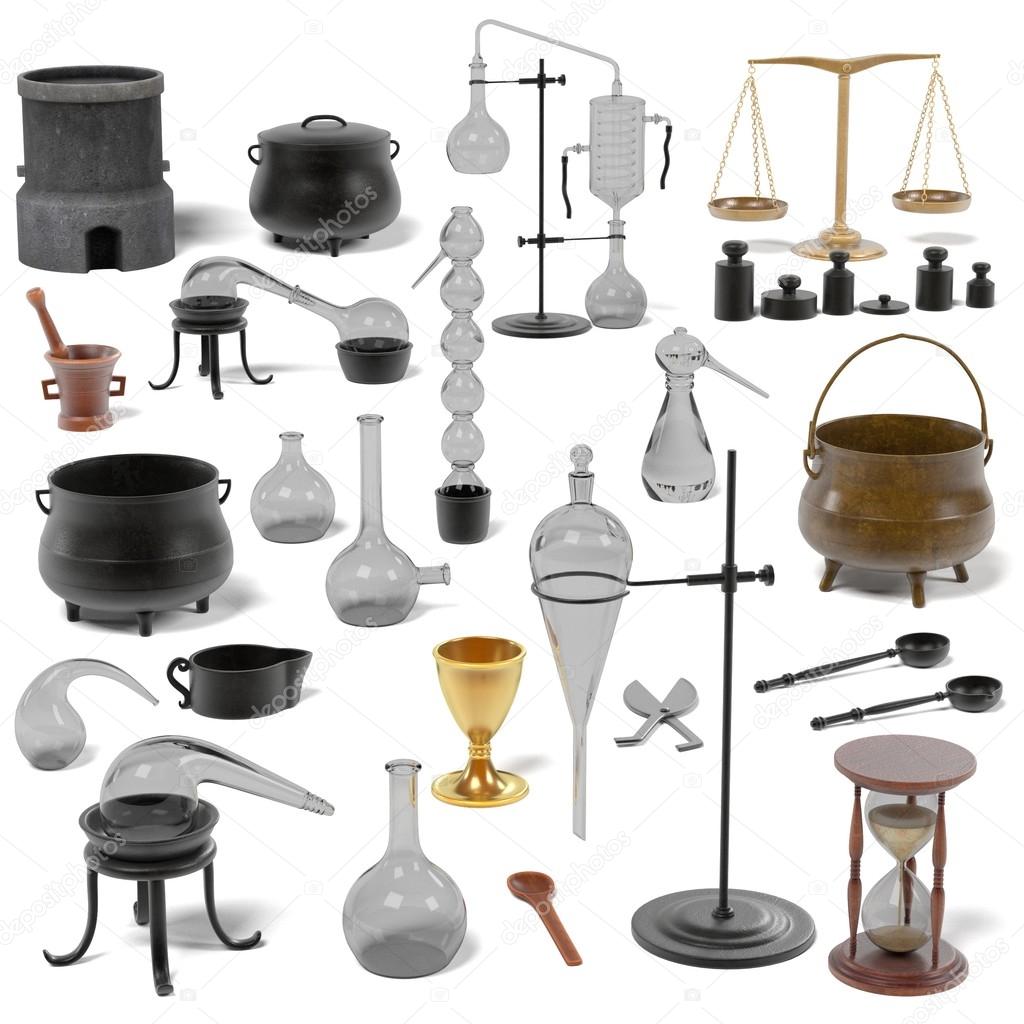 3d renderings of alchemy tools set — Stock Photo © 3drenderings #108124162
