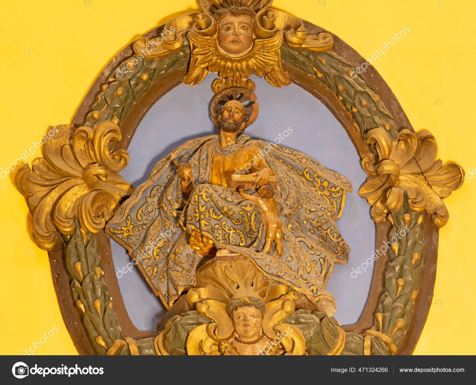 Zaragoza Spain March 2018 Polychome Carved Renaissance Relief Matthew ...