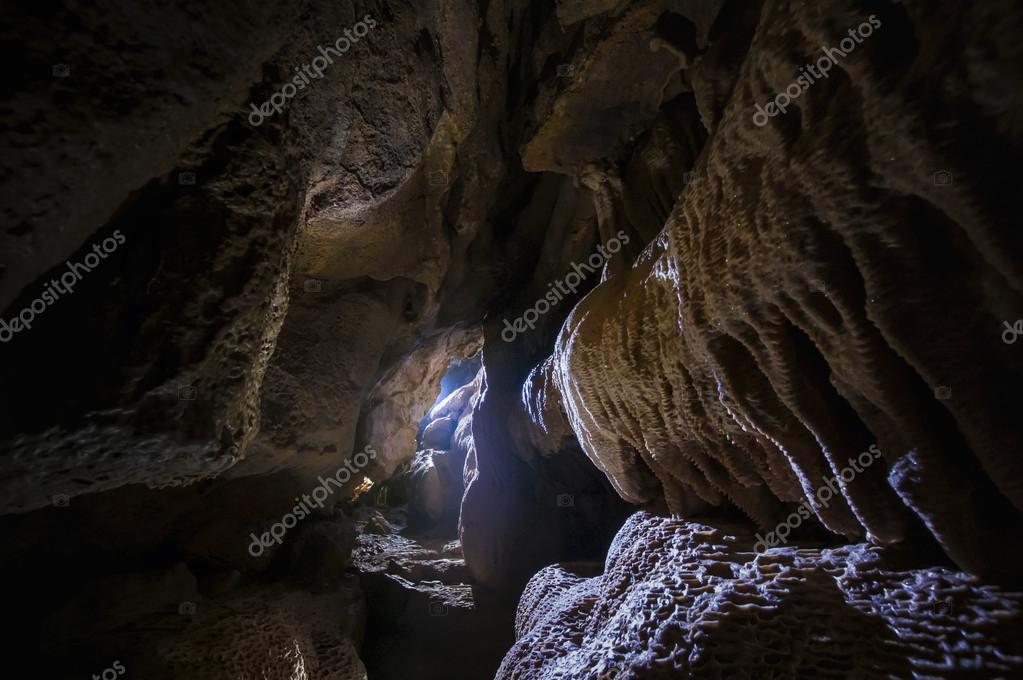 Cave with light and limestone formations Stock Photo by ©photocosma ...