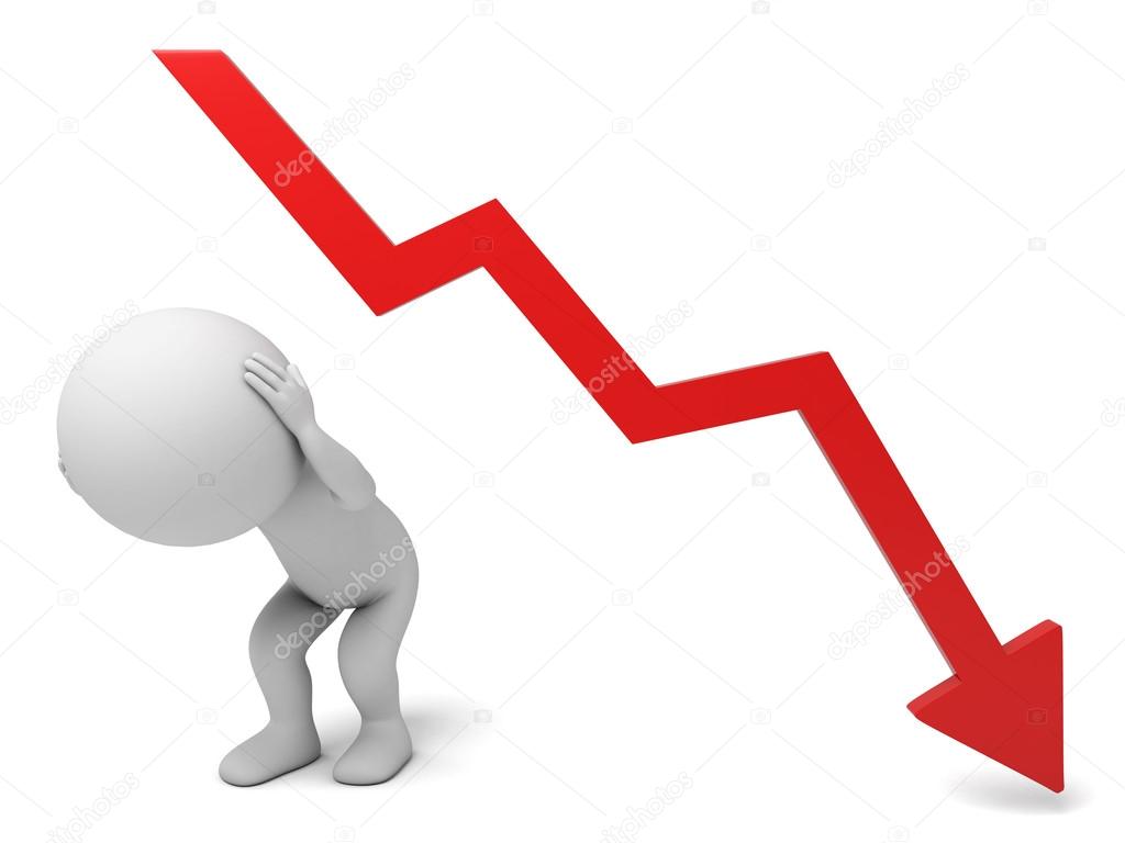 The 3d guy and a downward trend curve — Stock Photo © bluecups #89820868
