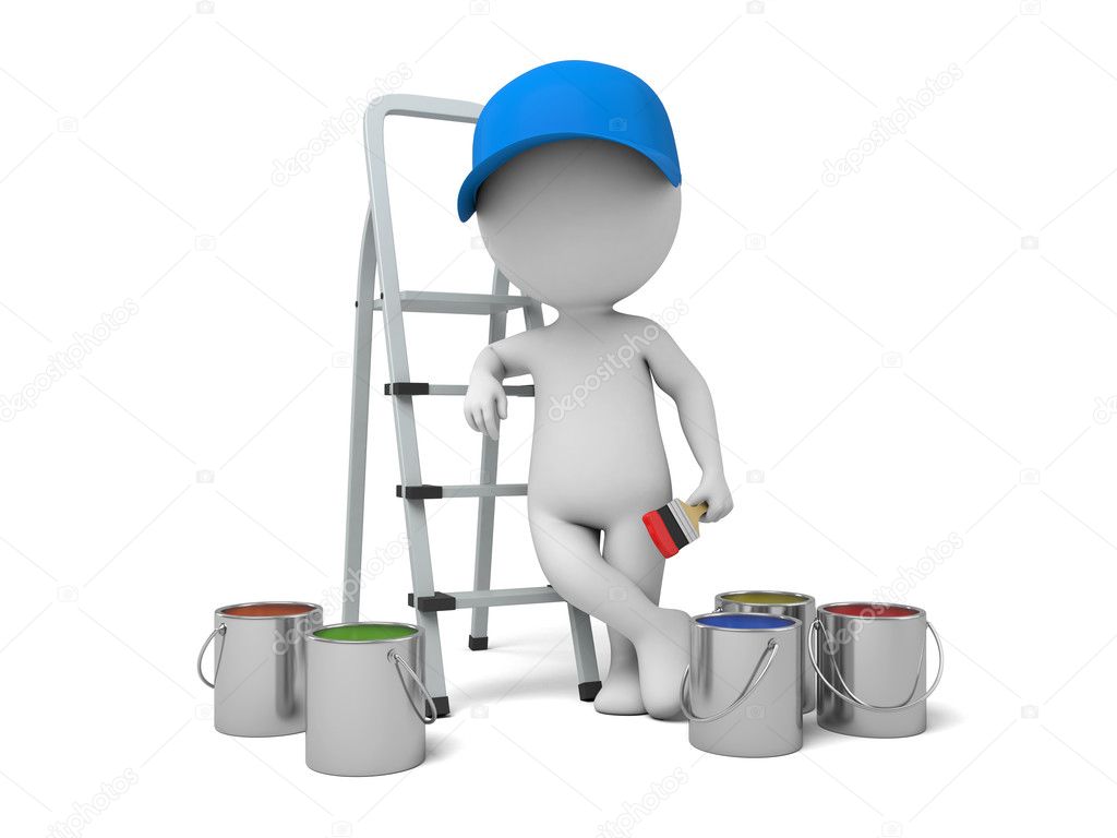 Guy painter whitewash — Stock Photo © bluecups #89823124