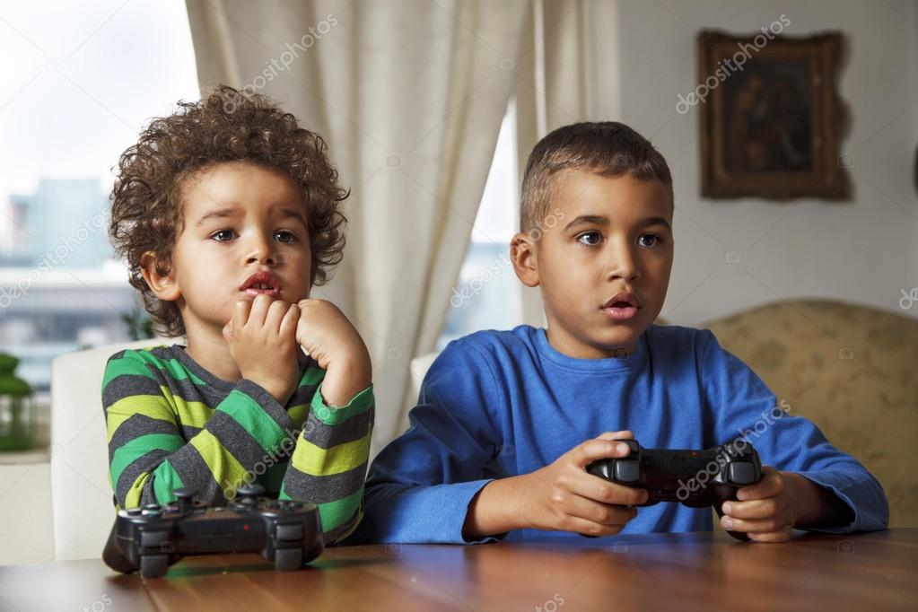 Two Boys Playing Video Games