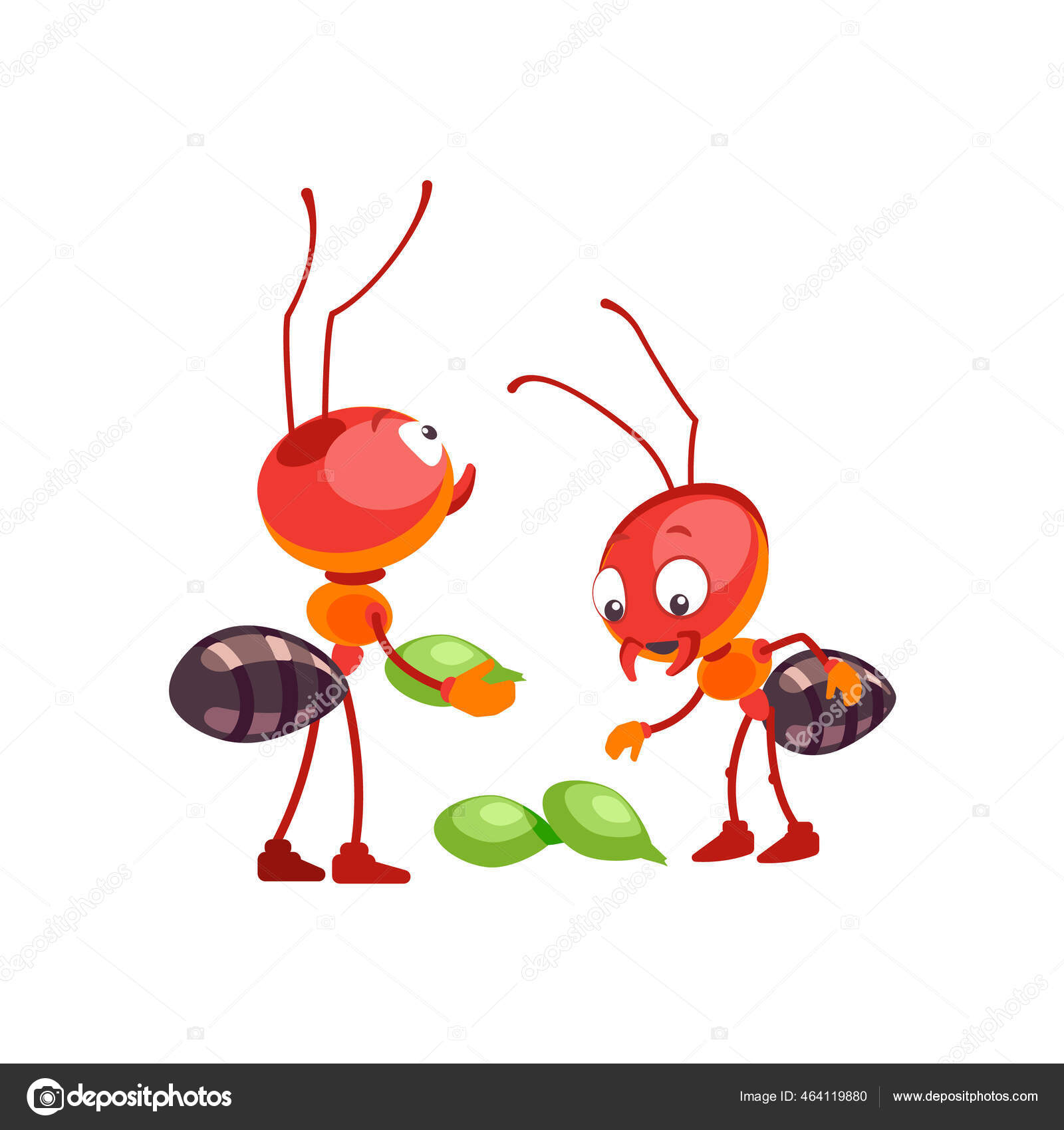 Cartoon Red ants work as a team. The concept of collaboration. Orange ...