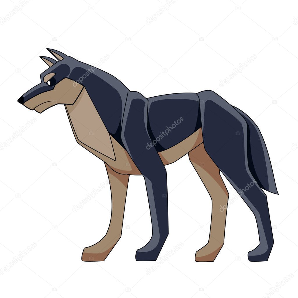 El Líder Lobo está mirando. Personaje de dibujos animados de un animal ...