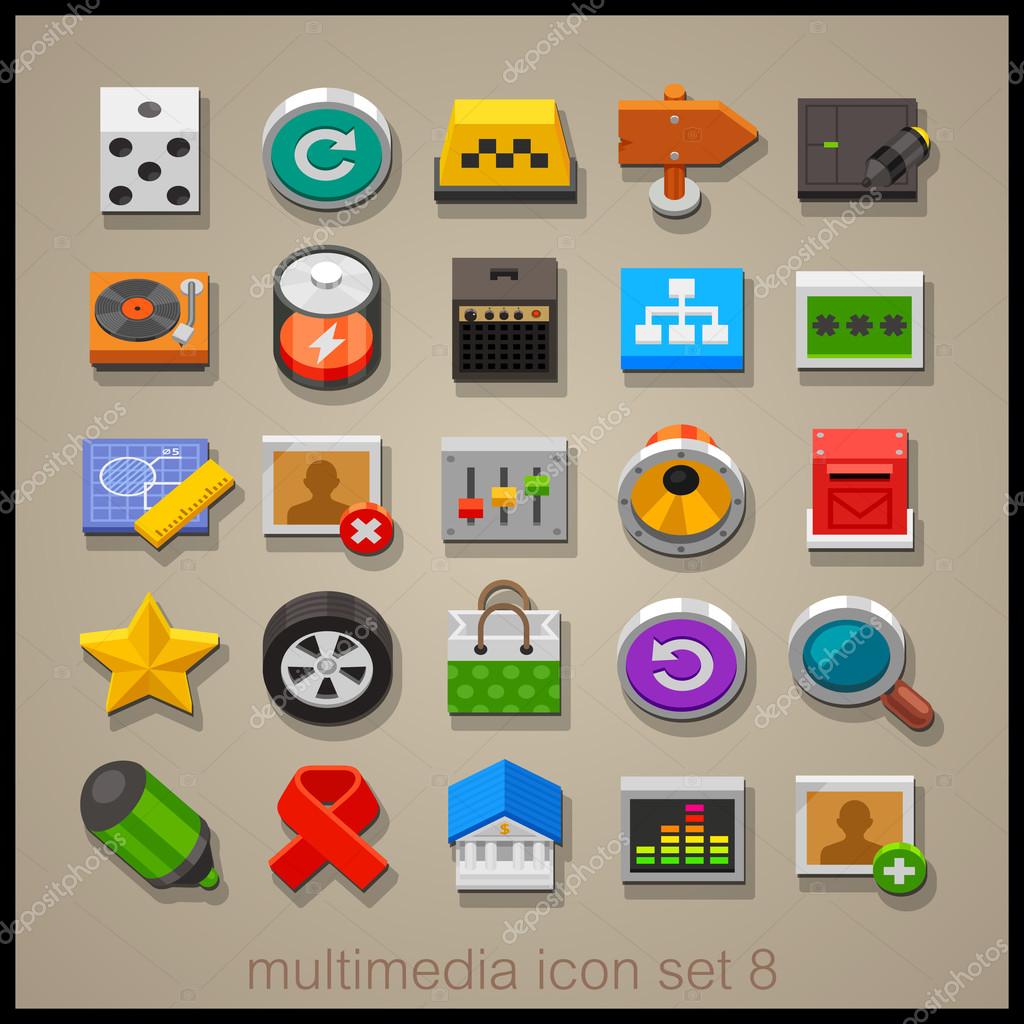 Multimedia Technology icons set. Stock Vector Image by ©Kolopach #75446403