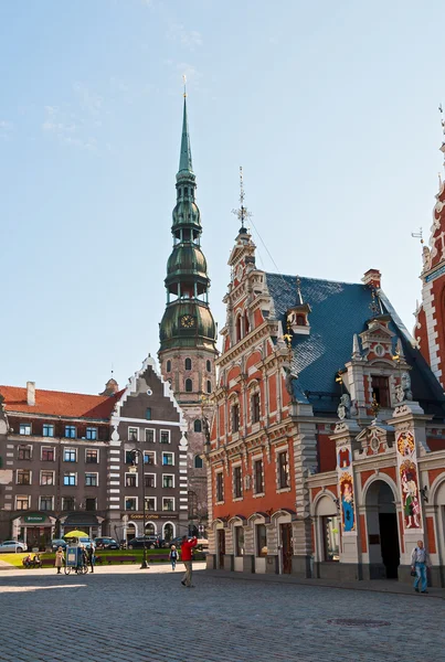 Blackheads House and the Cathedral of St. Peter, Riga - Stock Image ...