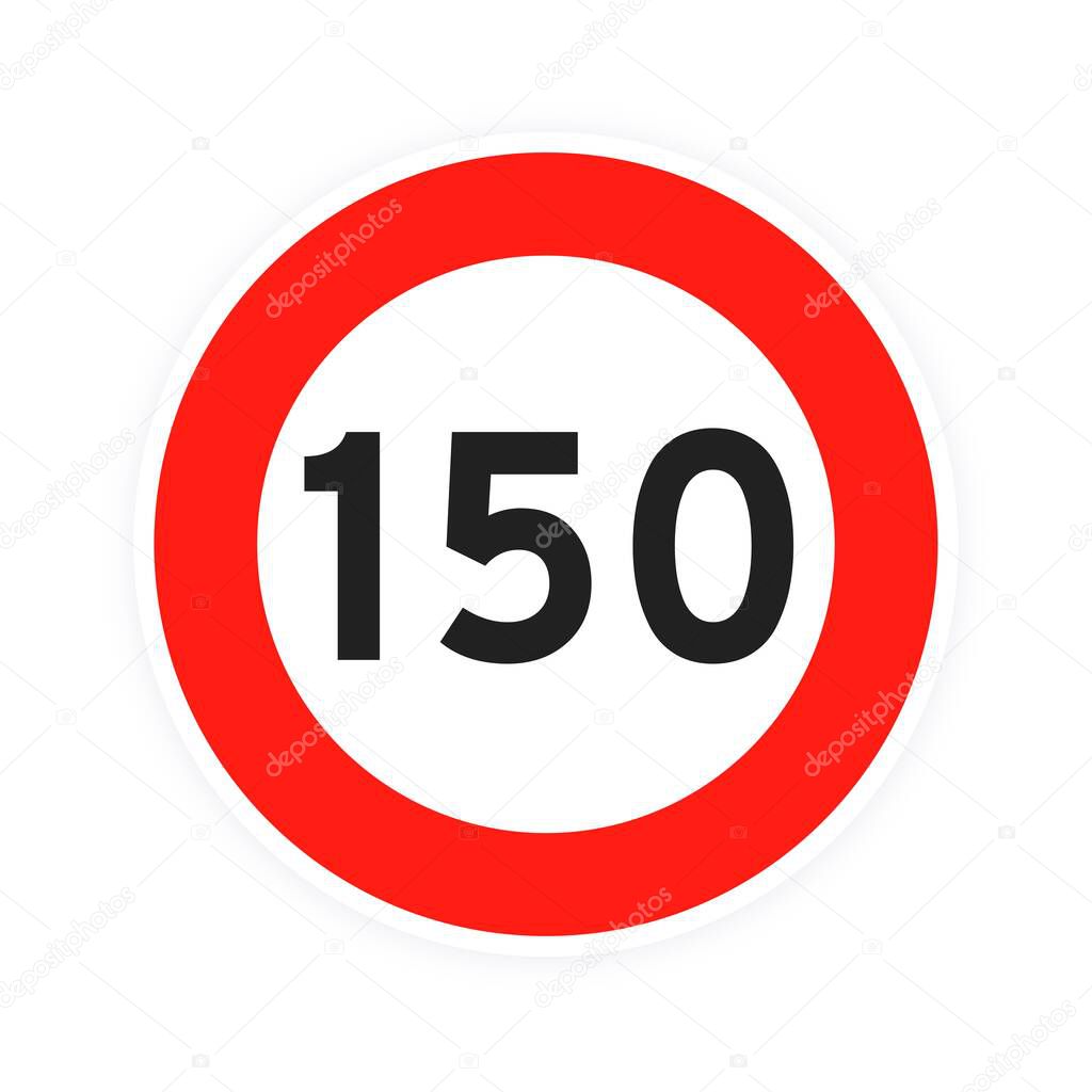 Speed limit 150 round road traffic icon sign flat style design vector ...