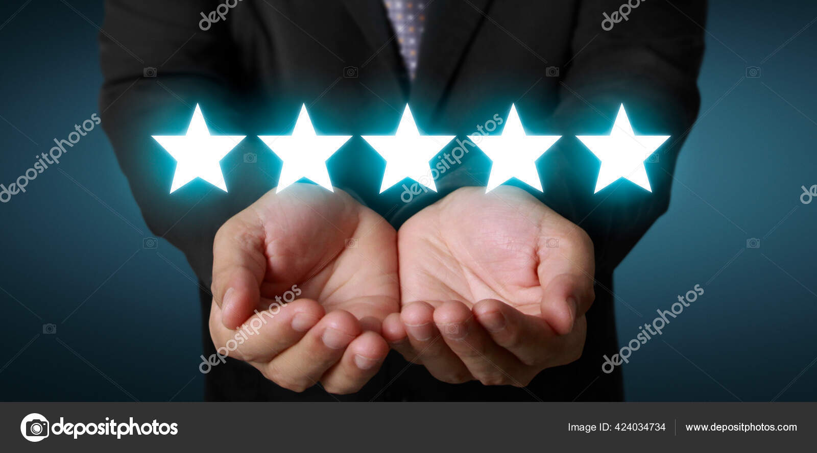 Rise Increasing Five Stars Human Hand Increase Rating Evaluation ...