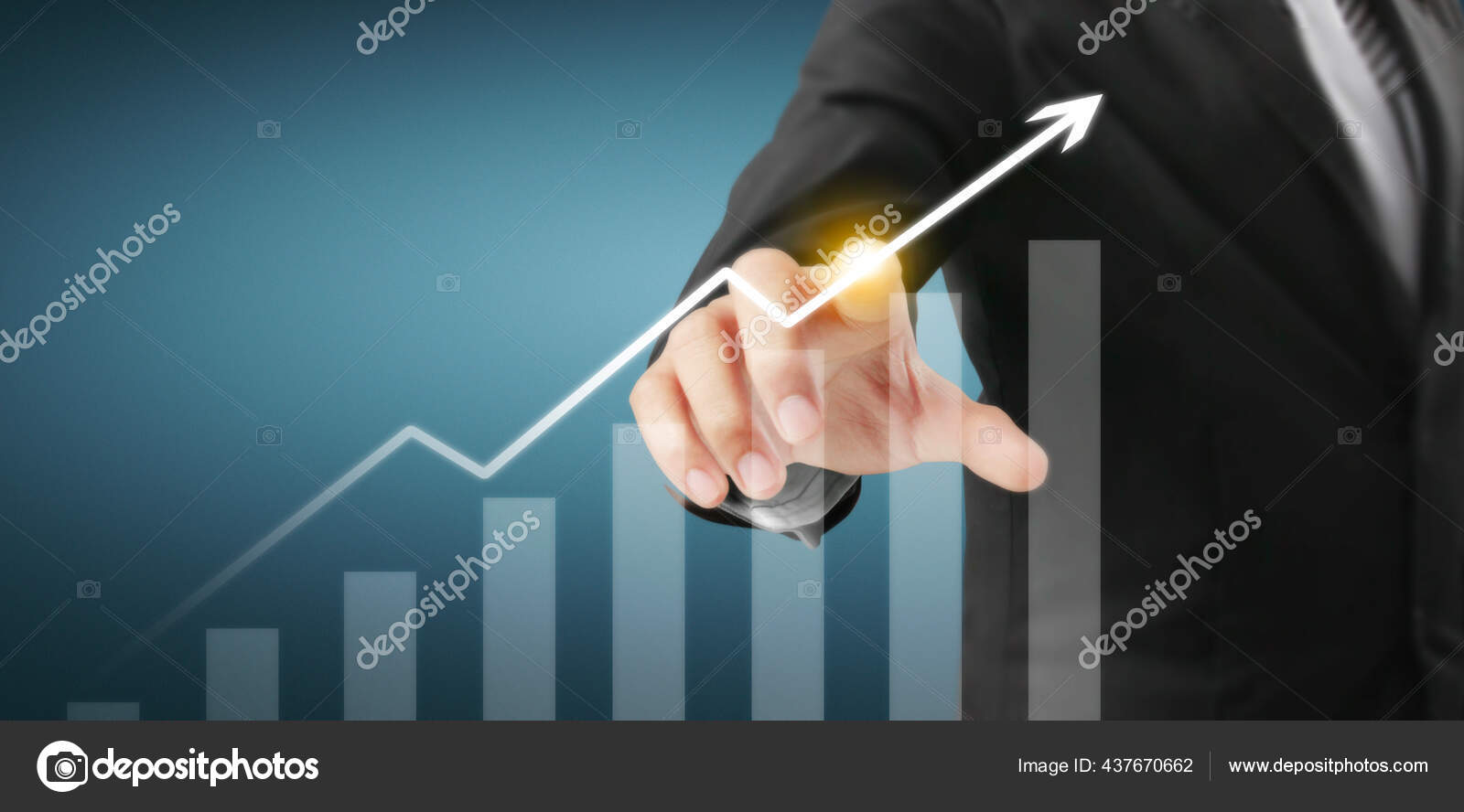 Hand Touching Graphs Financial Indicator Accounting Market Economy ...
