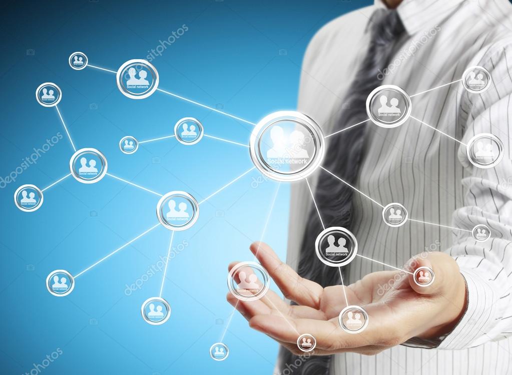 Social network structure in hand — Stock Photo © violetkaipa #70887377