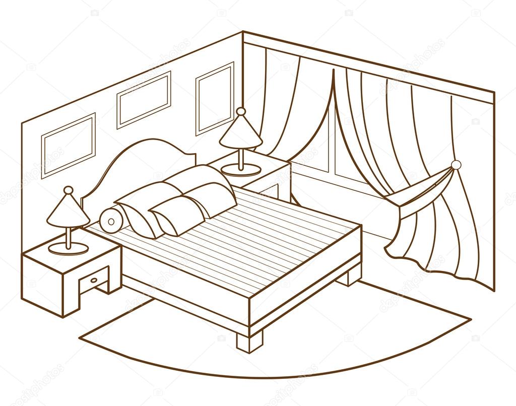 Modern bedroom interior (vector illustration) Stock Vector Image by ...