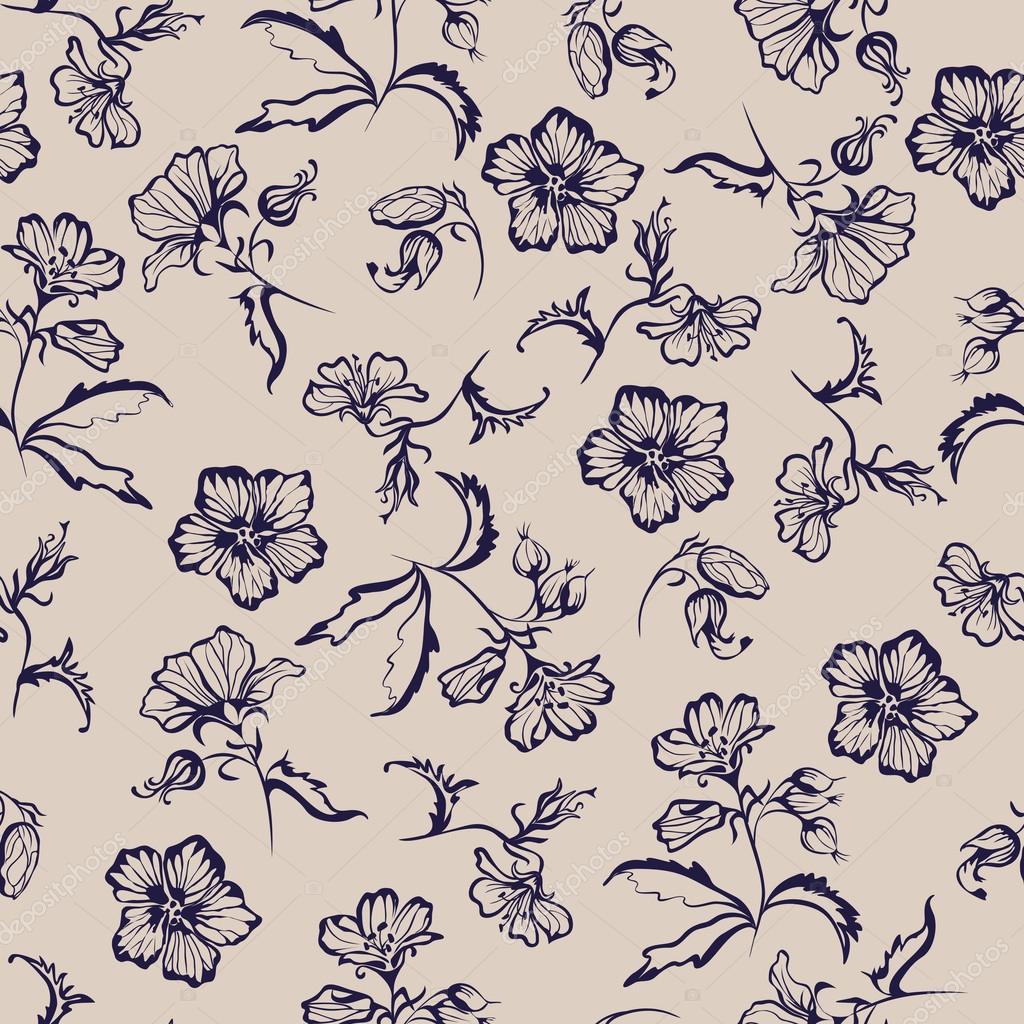 Seamless floral pattern silhouette flower Stock Vector Image by ...