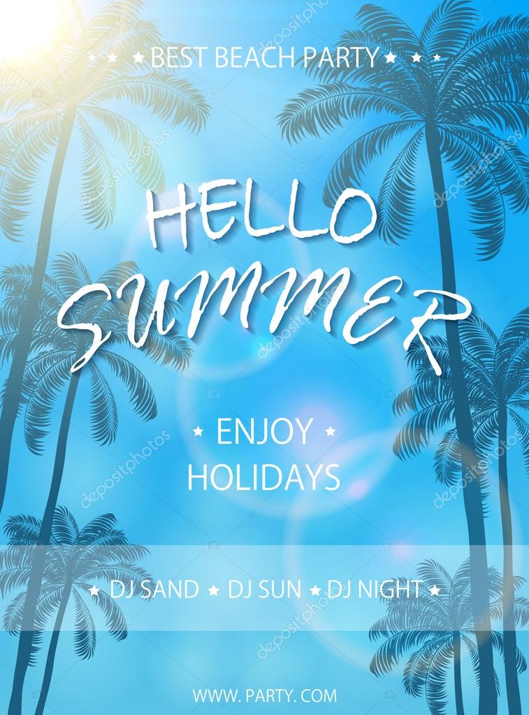 Blue background with Summer party Stock Vector Image by ©losw #112295460