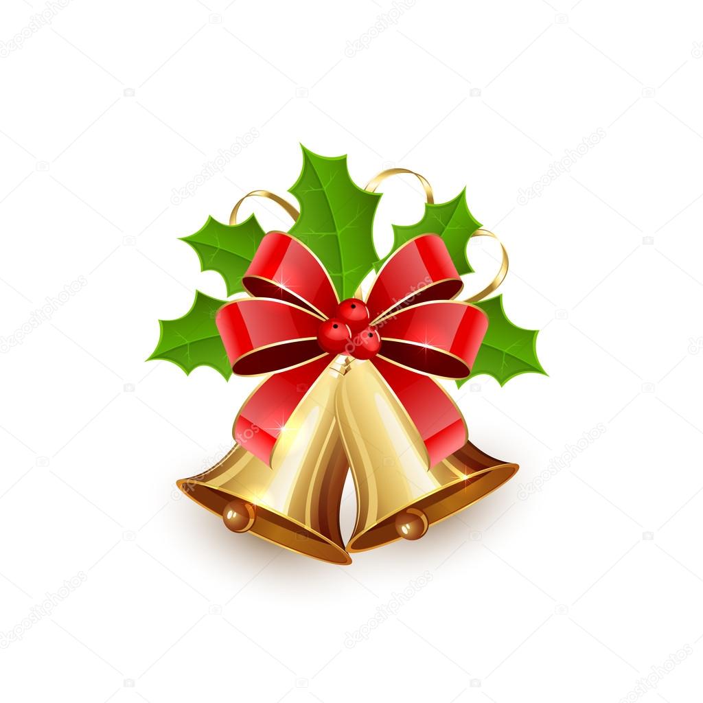 Christmas Bells And Holly Background
