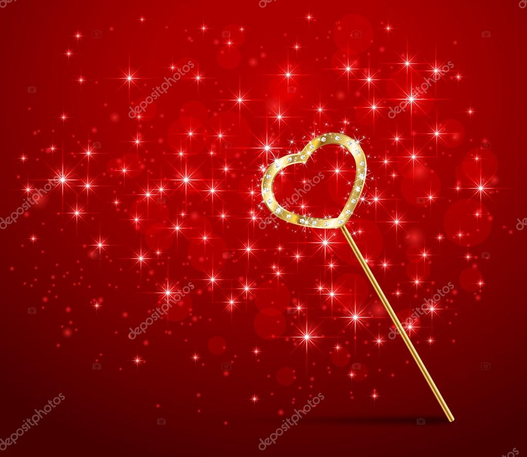Magic wand with heart on red background Stock Vector Image by ©losw ...