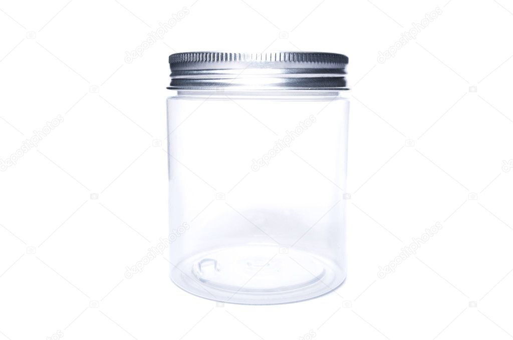 New transparent plastic jar or recipient with aluminum cap Stock Photo ...