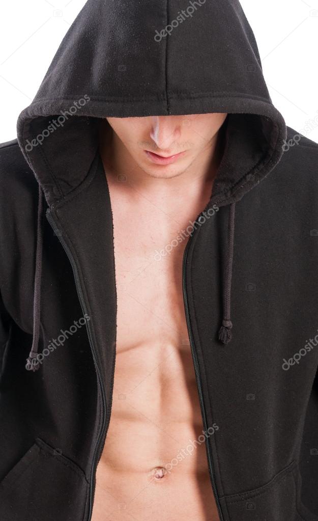 Closeup of male model torso with open hoodie Stock Photo by ©catalin205 ...