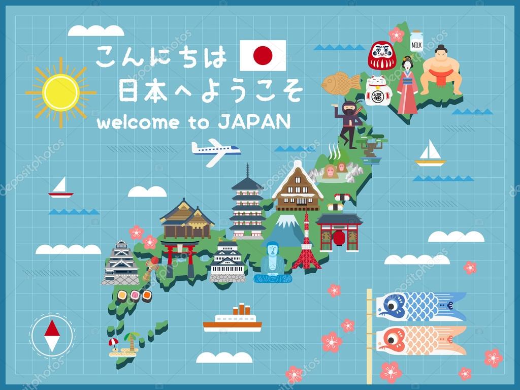 日本旅游地图图库矢量图作者：© kchungtw 103773768