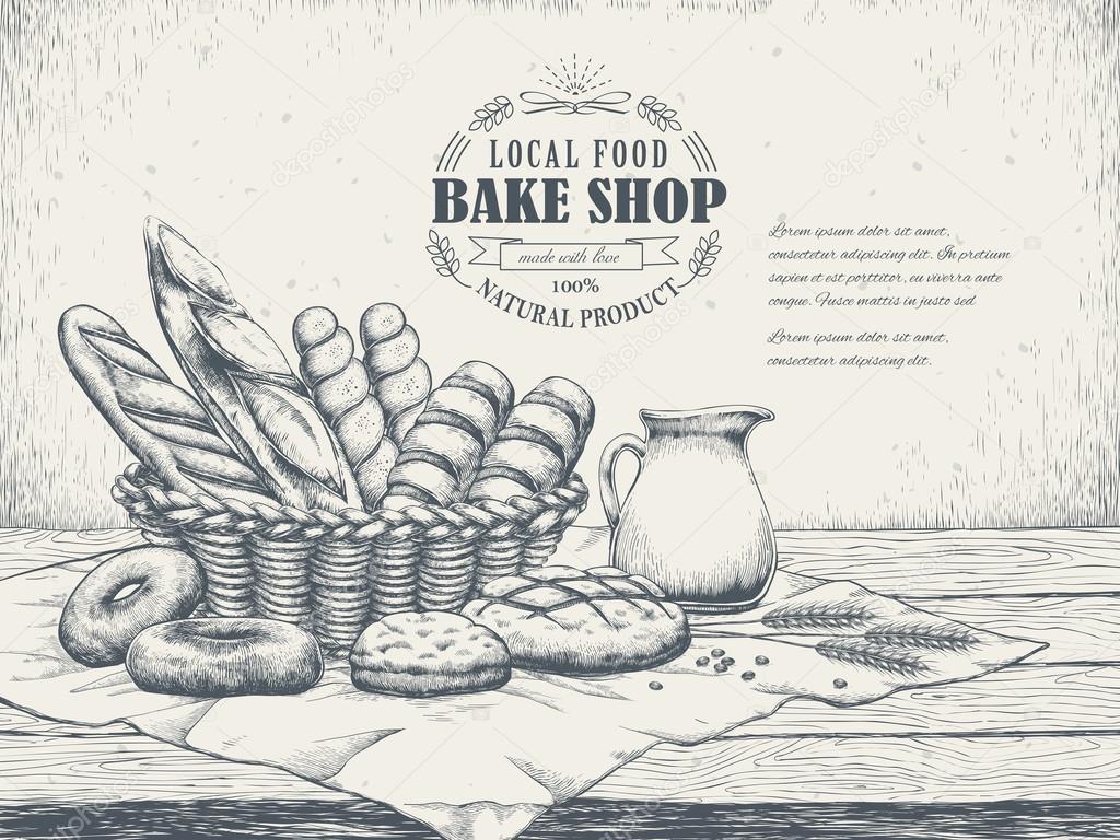 Hand drawn bake shop poster Stock Vector Image by ©kchungtw #110021888