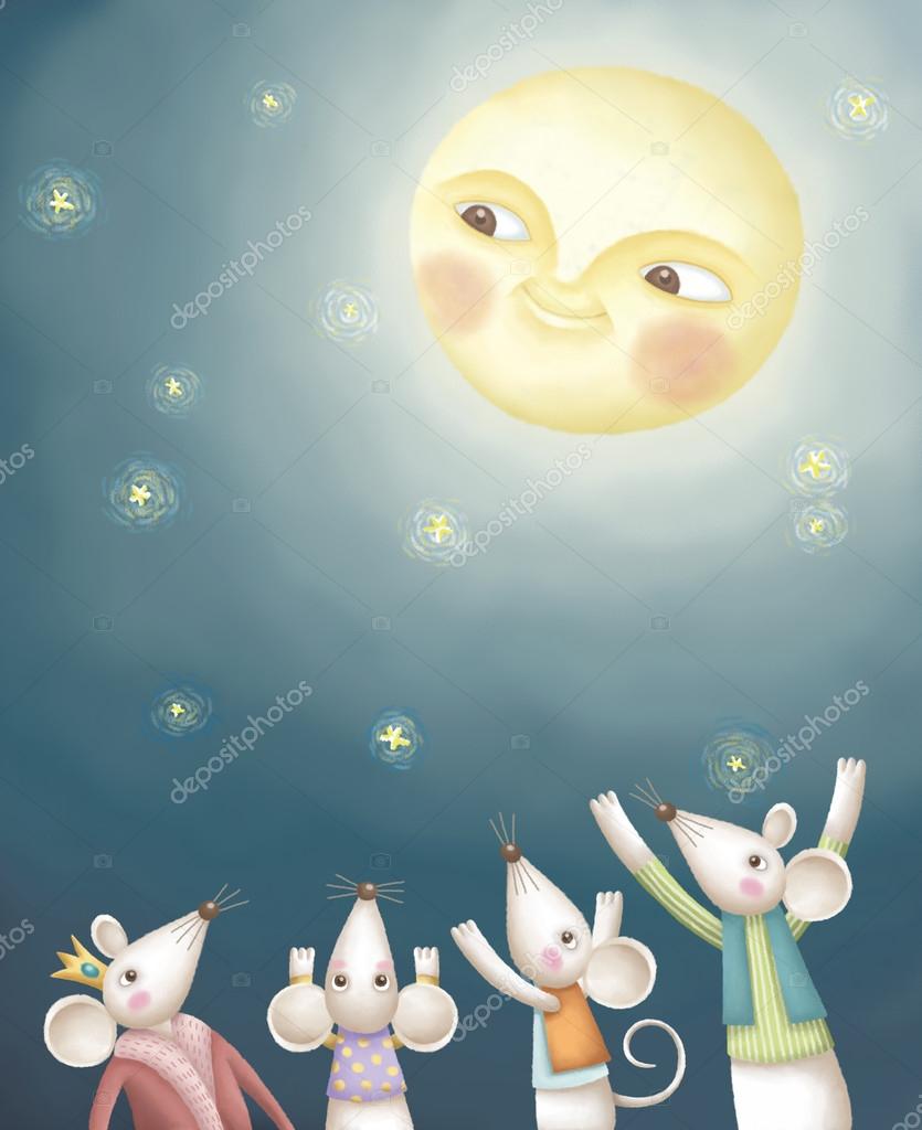 Mouse admire the moon Stock Illustration by ©kchungtw #111373008