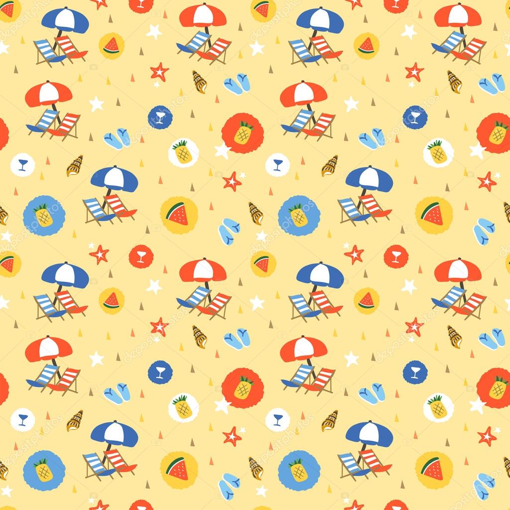 Summer elements seamless pattern Stock Vector by ©kchungtw 121175326 Summer elements seamless pattern Stock Vector by ©kchungtw 121175326