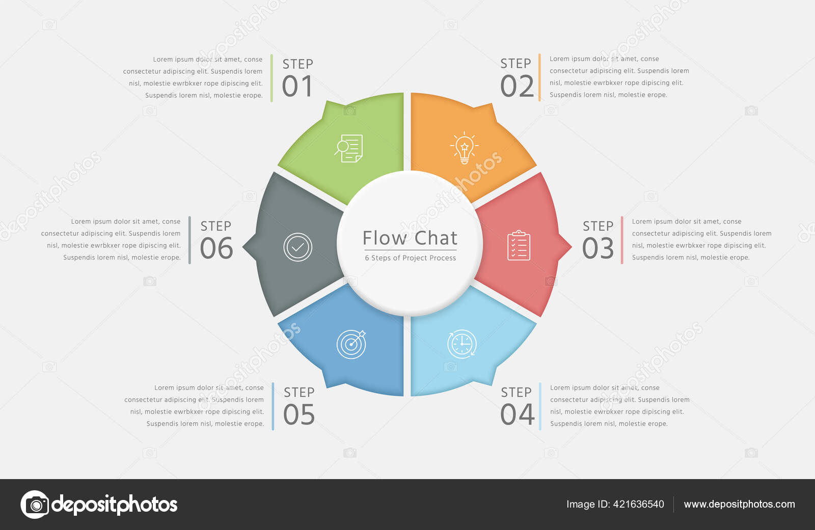 Kör Chart Infografika Projekt Folyamat Lépések Színes Sablon Üzleti ...