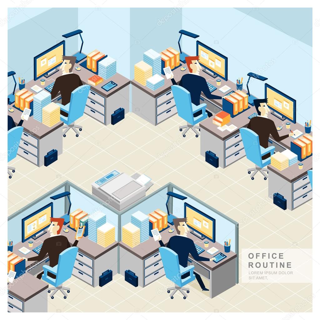 Office routine view in flat design Stock Vector Image by ©kchungtw ...