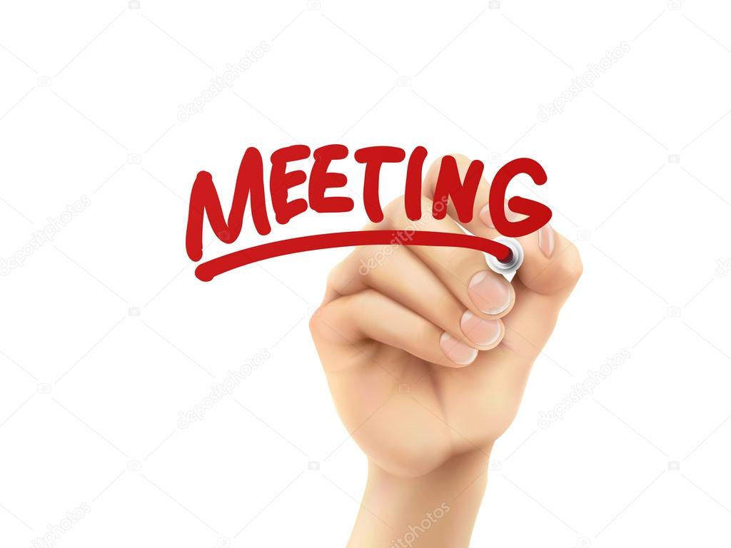 Meeting word written by hand Stock Vector by ©kchungtw 58133365