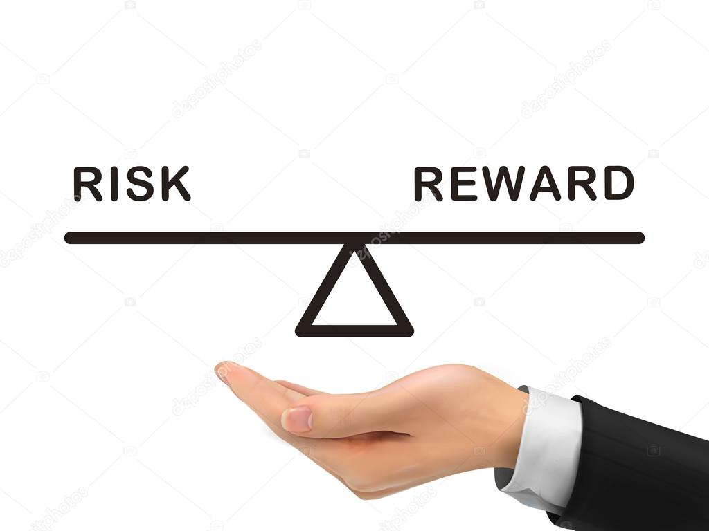 Balance between risk and reward holding by realistic hand Stock Vector ...