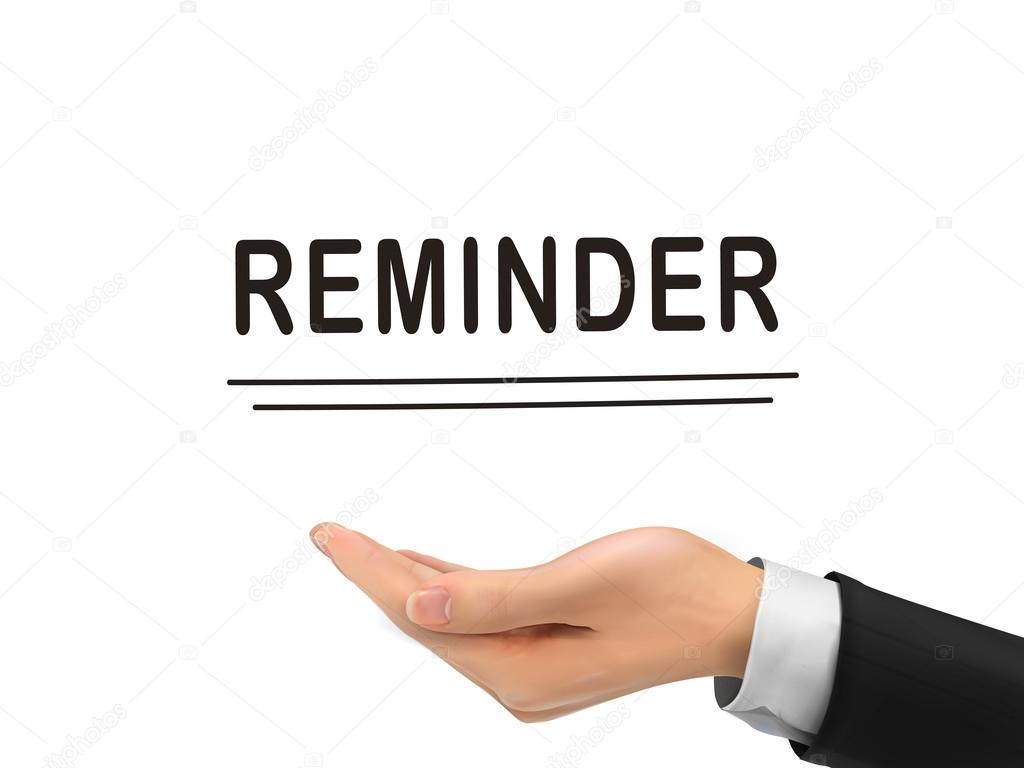 Reminder word holding by realistic hand Stock Vector by ©kchungtw 59518213
