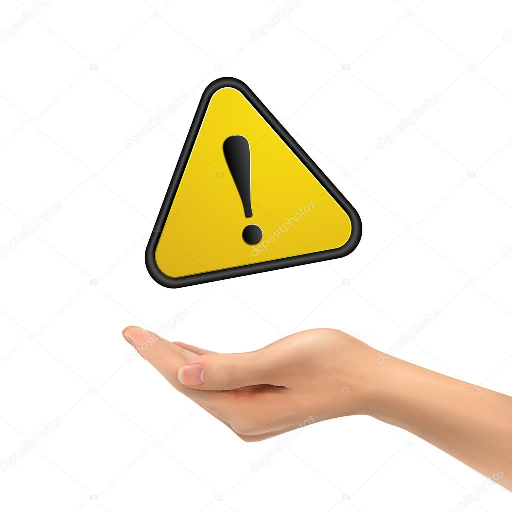 3d hand holding warning sign Stock Vector Image by ©kchungtw #62794831