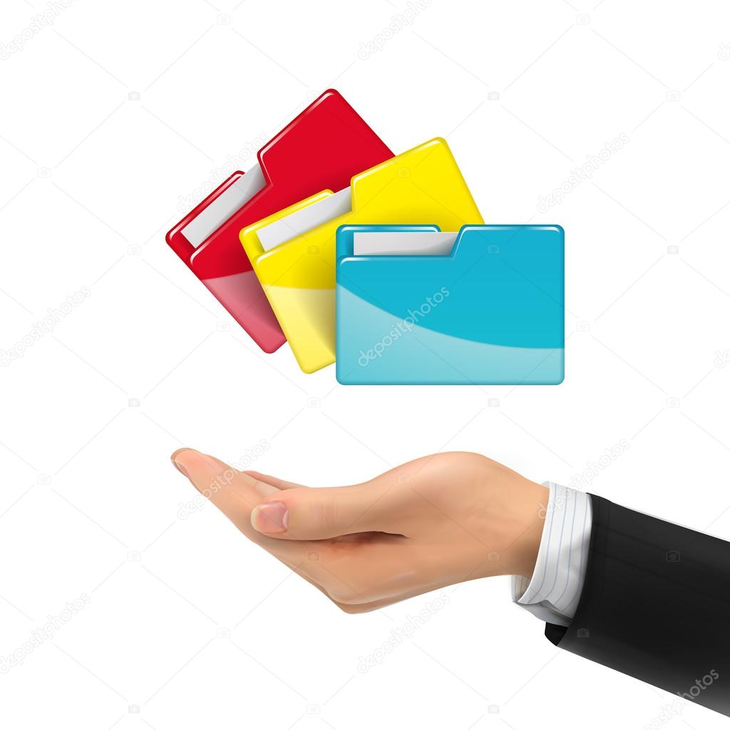 3d hand holding colorful folders Stock Vector Image by ©kchungtw #62794909