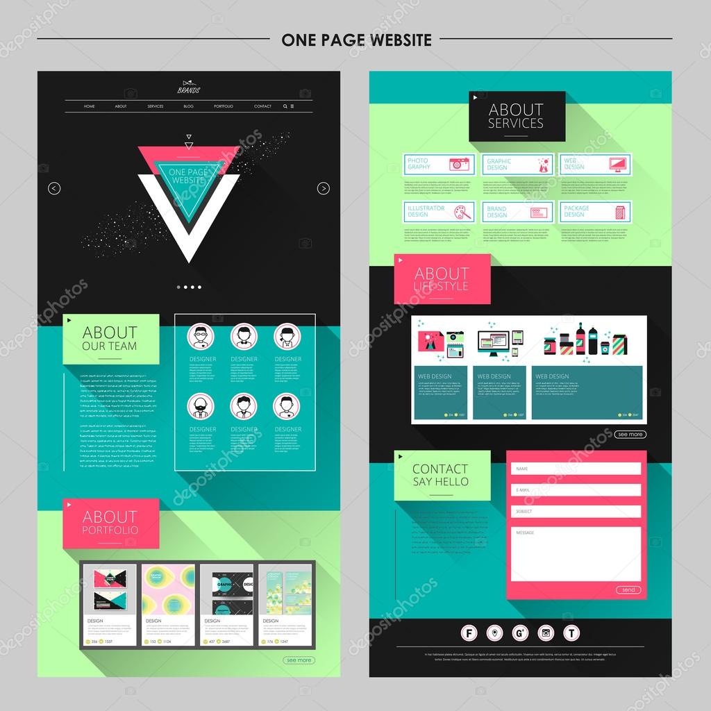 Geometric style one page website template Stock Vector by ©kchungtw ...