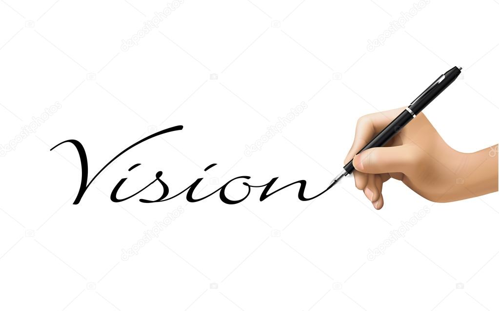 Palabra visión escrita por mano 3d — Vector de stock © kchungtw #63569225