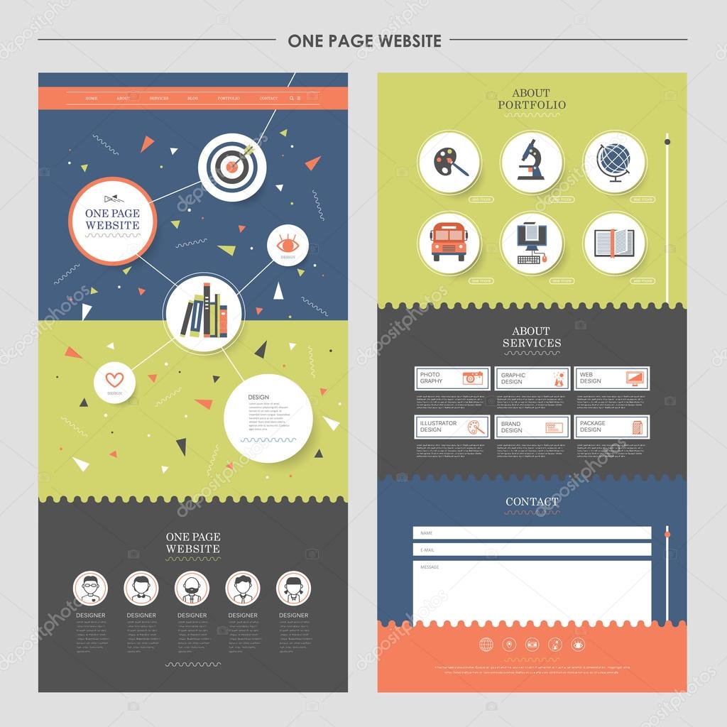Colorful one page website design template Stock Vector Image by ...
