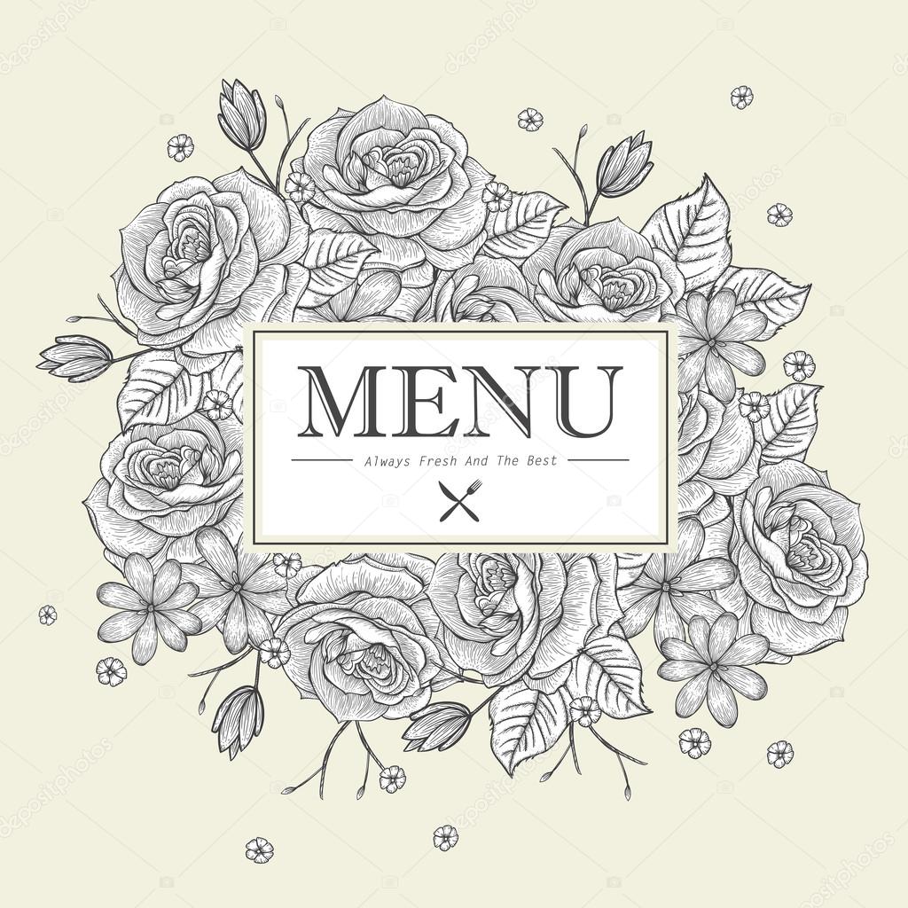 Graceful restaurant menu design with roses Stock Vector Image by ...