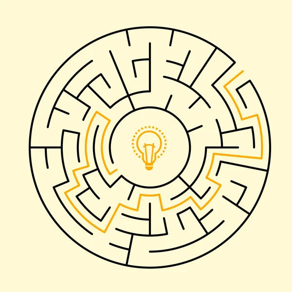 creative round maze with bulb icon - Stock Image - Everypixel