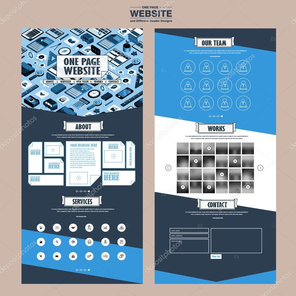 Lovely one page website template design Stock Vector by ©kchungtw 71496649