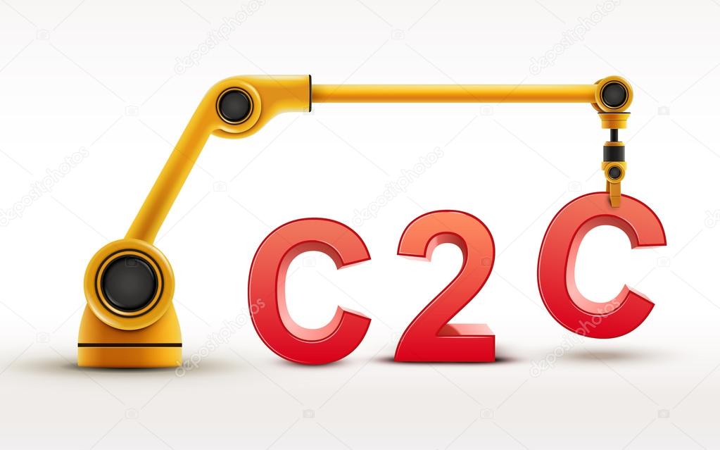 Industrial robotic arm building C2C word Stock Vector Image by ...