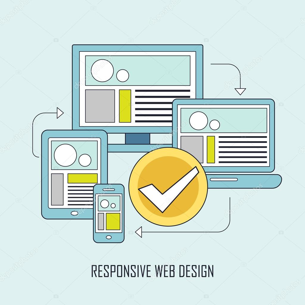 Responsive web design in thin line style Stock Vector Image by ...