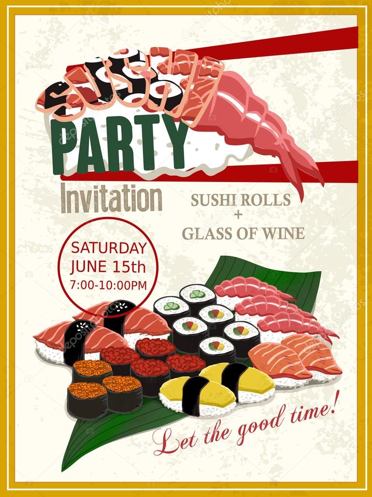 Delicious sushi party invitation poster Stock Vector Image by ©kchungtw ...