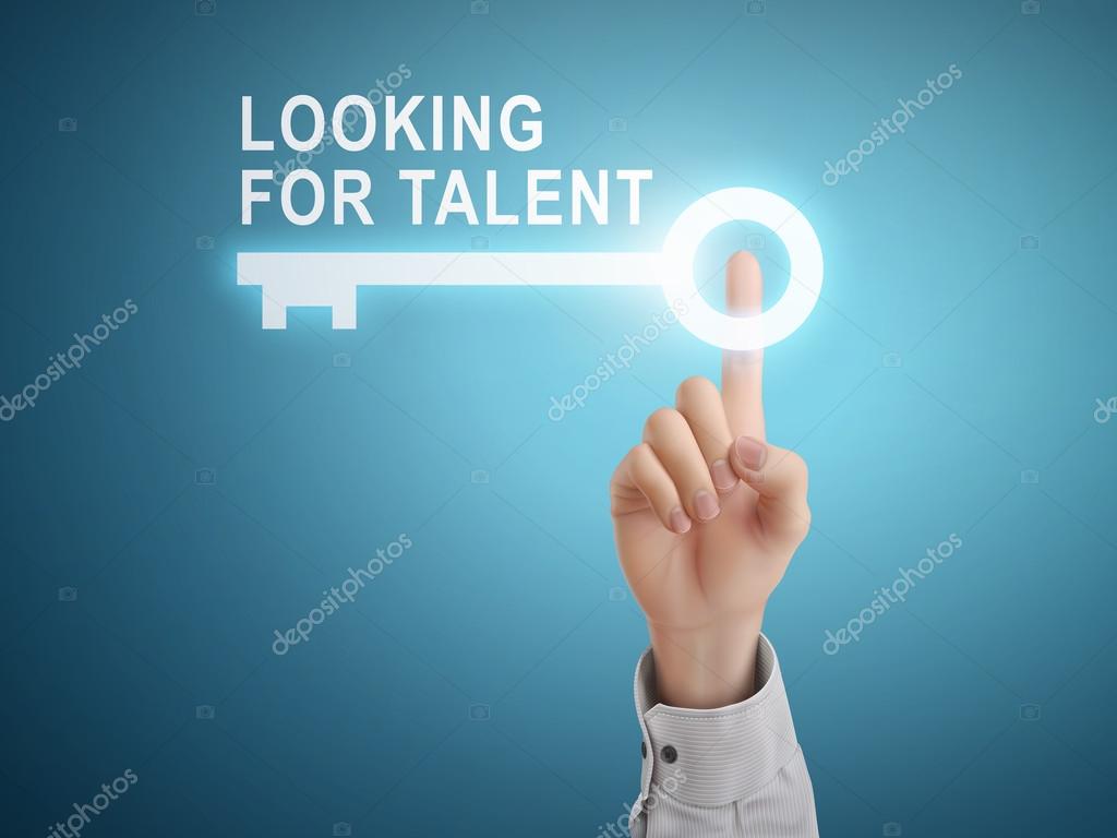 Male hand pressing looking for talent key button Stock Vector Image by ...